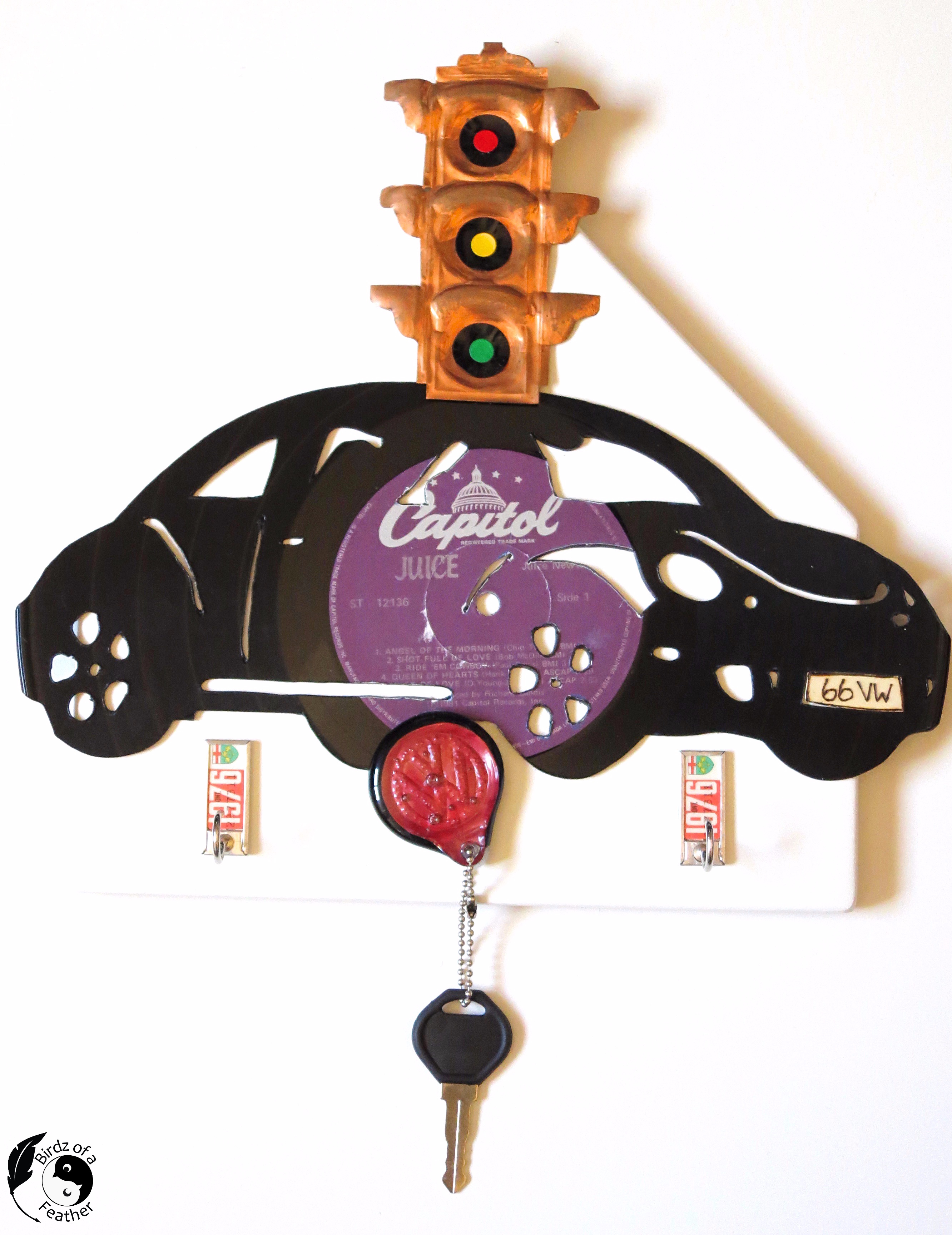 Key Organizer: Vinyl Record Art - Birdz of a Feather