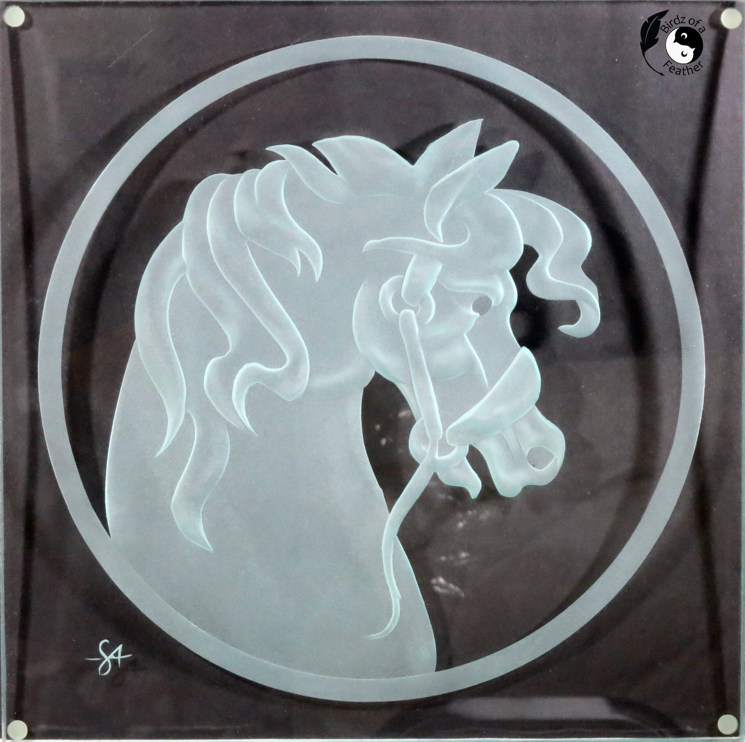 Sandblasting on Glass - Birdz of a Feather